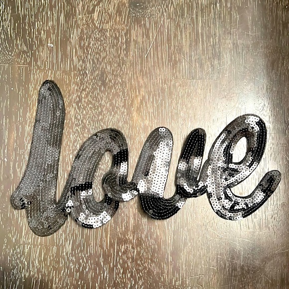 Accessories | Sequin Love Sew On Patch Large 12 Black Sparkly Diy ...